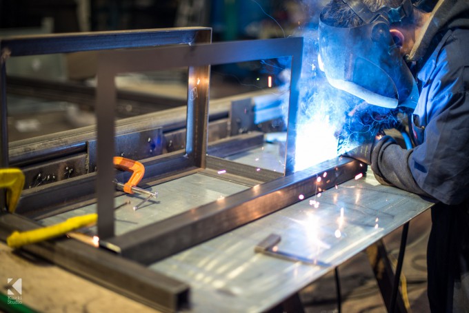 Welding at TFE Steel Fabrication - Kiseki Studio